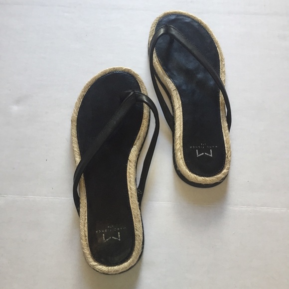 Marc Fisher | Shoes | Marc Fischer Leather And Woven Flip Flops S85 | Poshmark